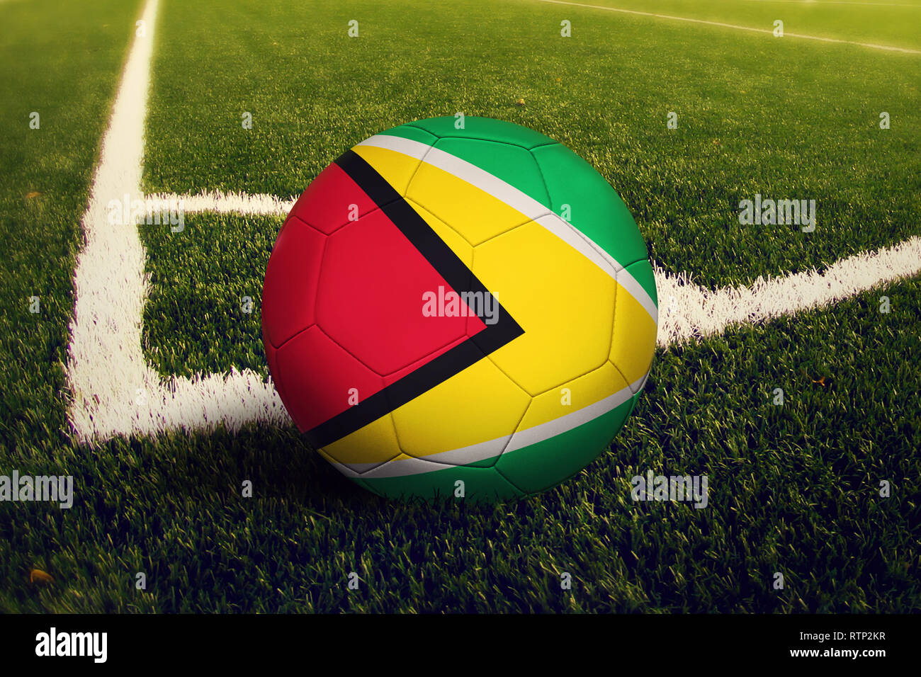 Guyana ball on corner kick position, soccer field background. National ...