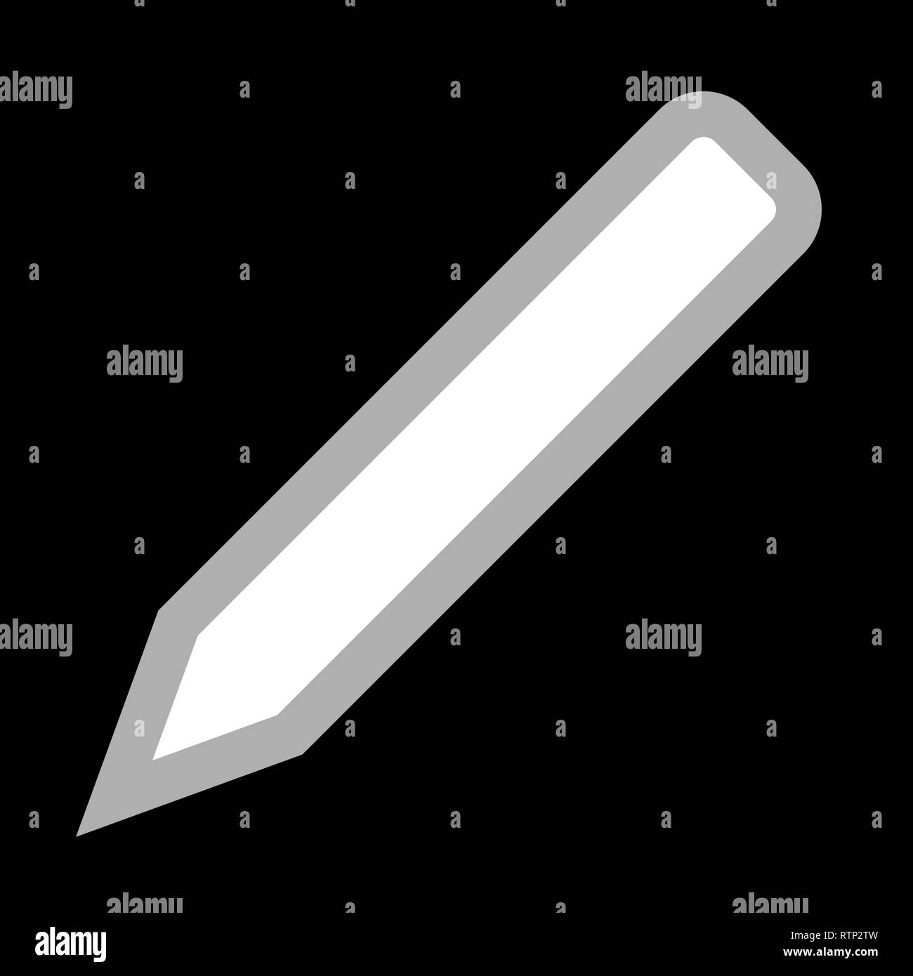 Pencil symbol icon - white simple with outline, isolated - vector ...