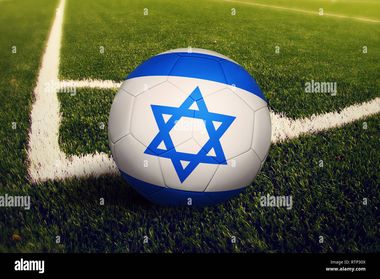 Israel ball on corner kick position, soccer field background. National ...