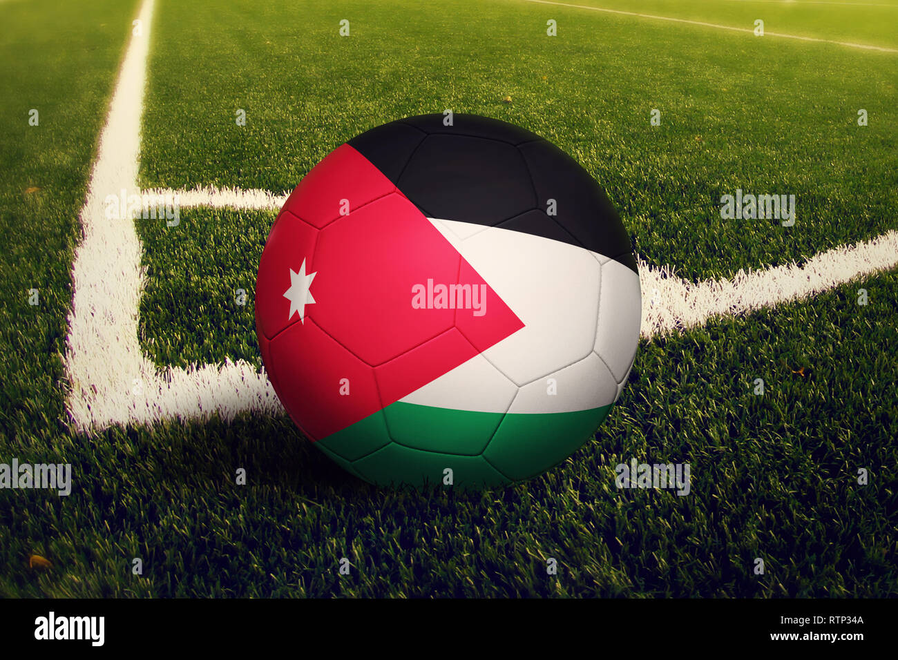 Jordan ball on corner kick position, soccer field background. National ...