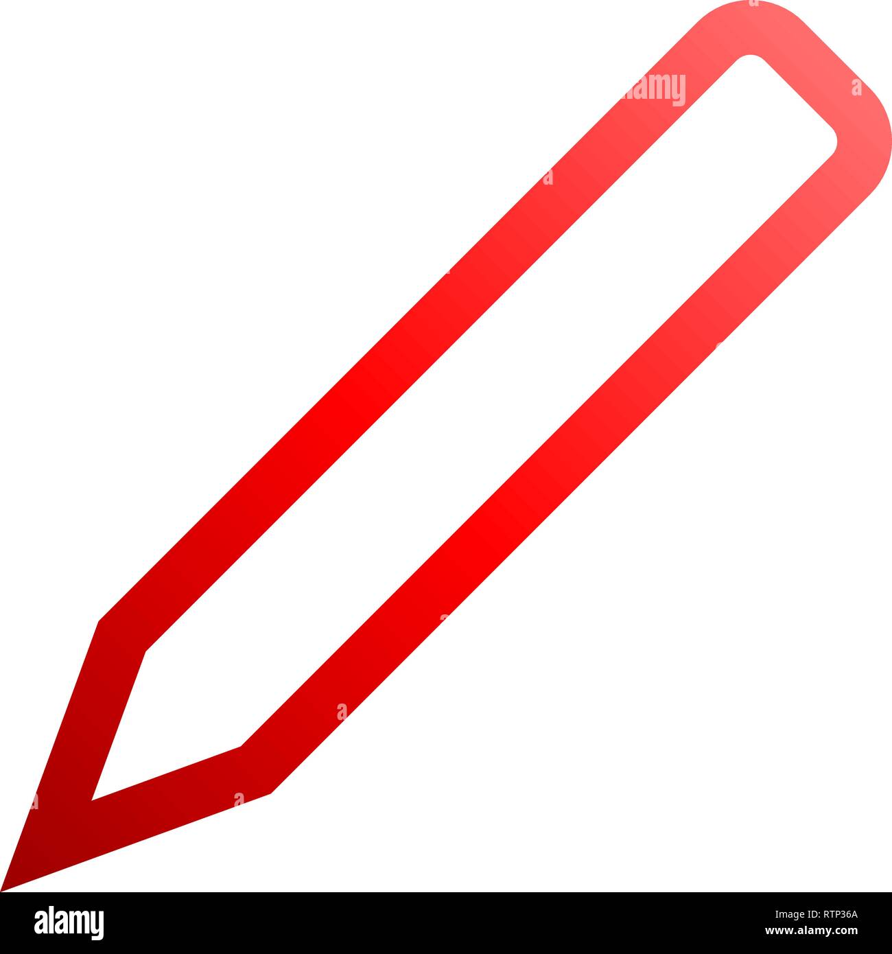 Pencil symbol icon - red gradient outline, isolated - vector ...