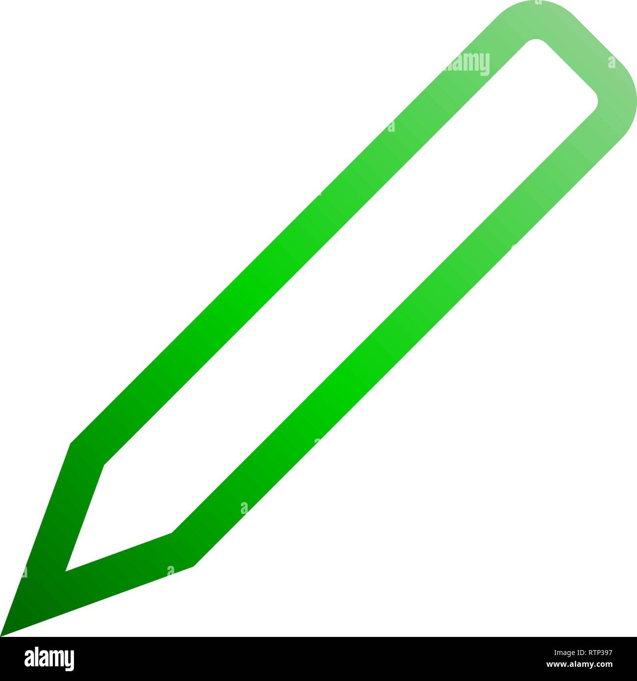 Pencil symbol icon - green gradient outline, isolated - vector ...