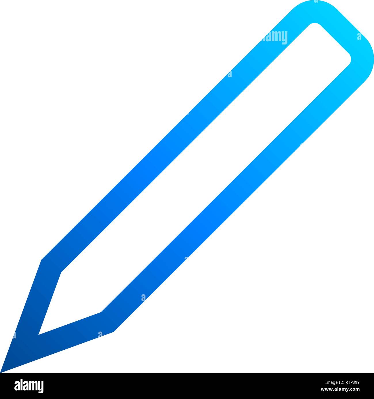 Pencil symbol icon - blue gradient outline, isolated - vector ...