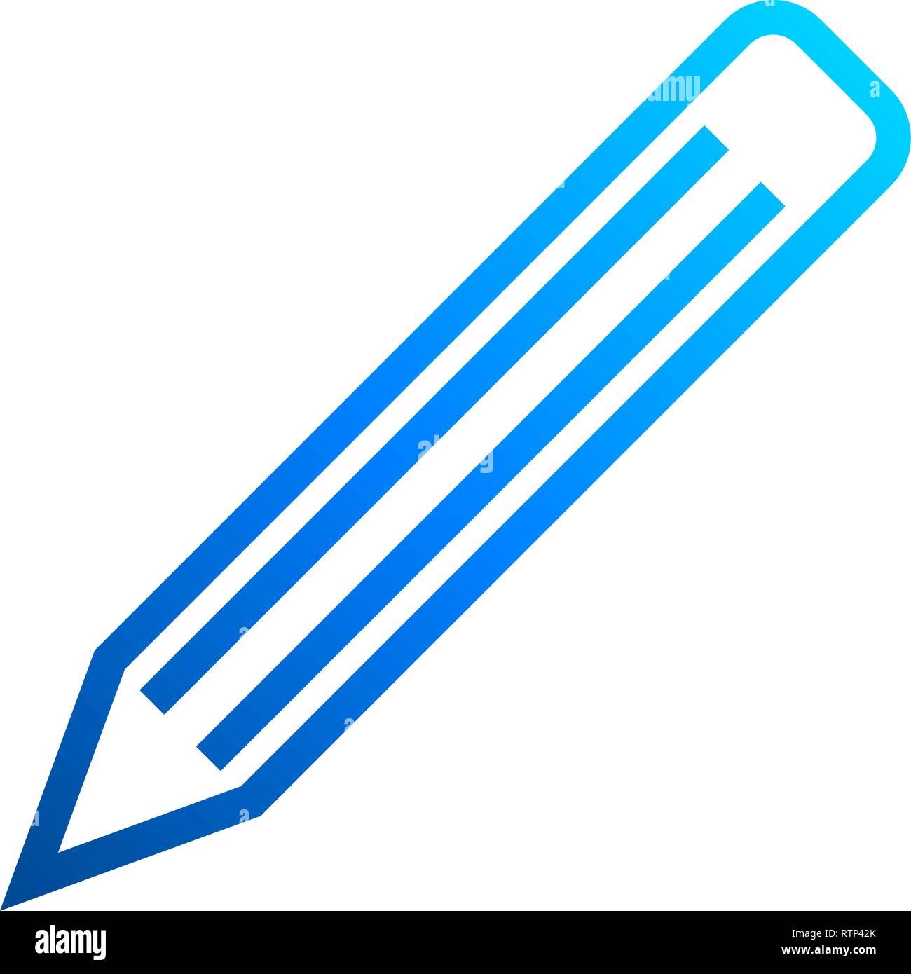 Pencil symbol icon - blue gradient outline, isolated - vector ...