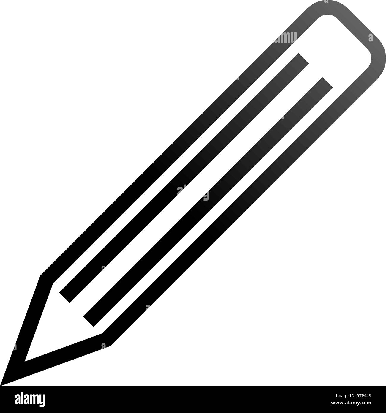 Pencil symbol icon - black gradient outline, isolated - vector ...