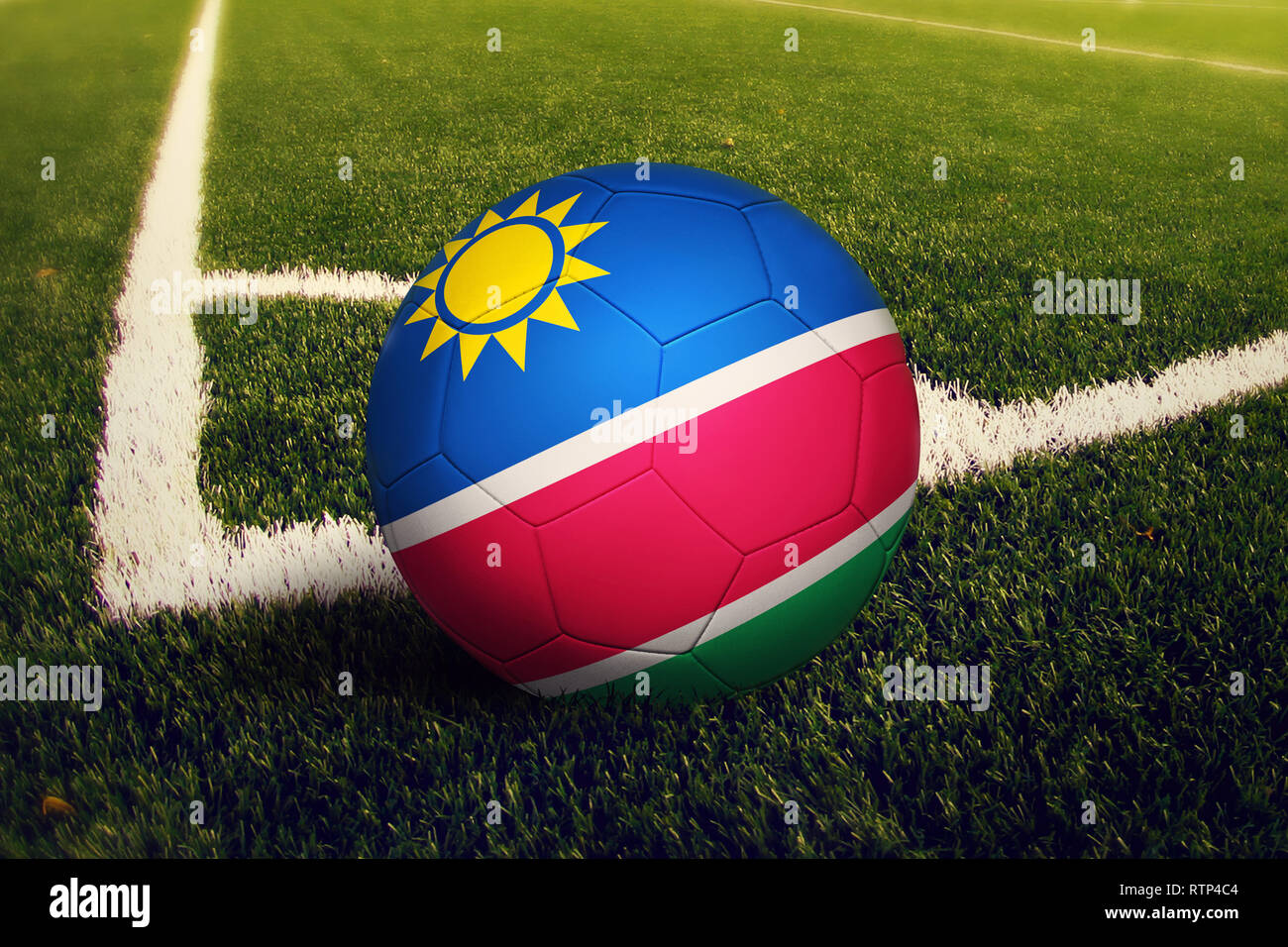 Namibia ball on corner kick position, soccer field background. National ...