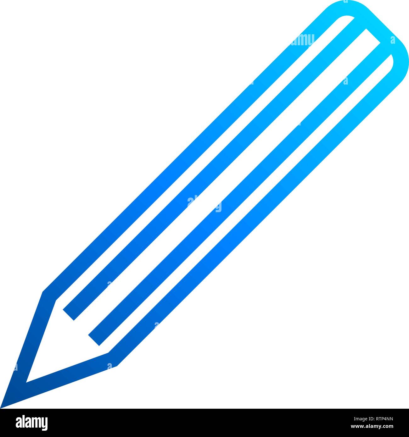 Pencil symbol icon - blue gradient outline, isolated - vector ...