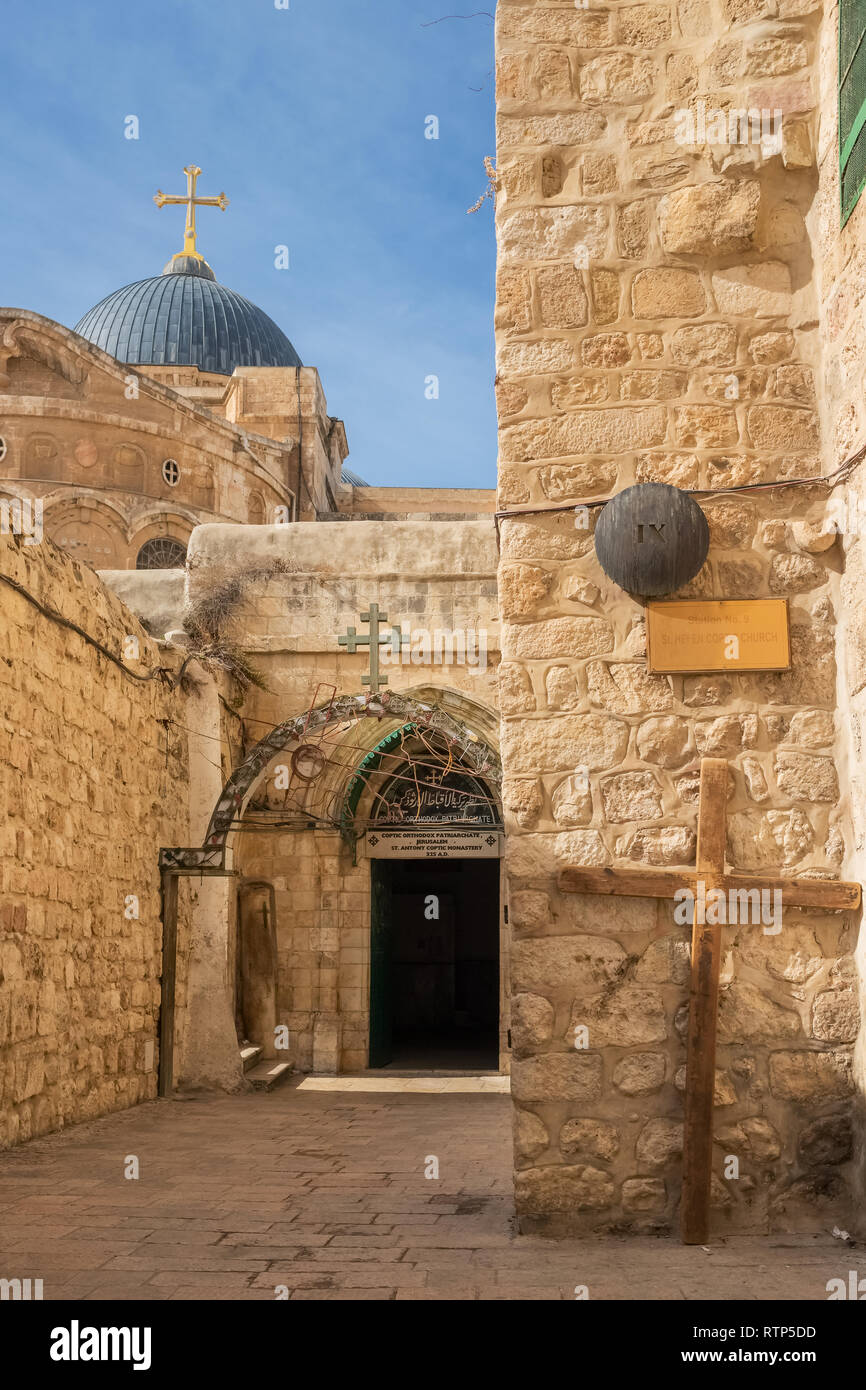 Jerusalem, Israel - November 21, 2018: The 9th station of the cross at ...