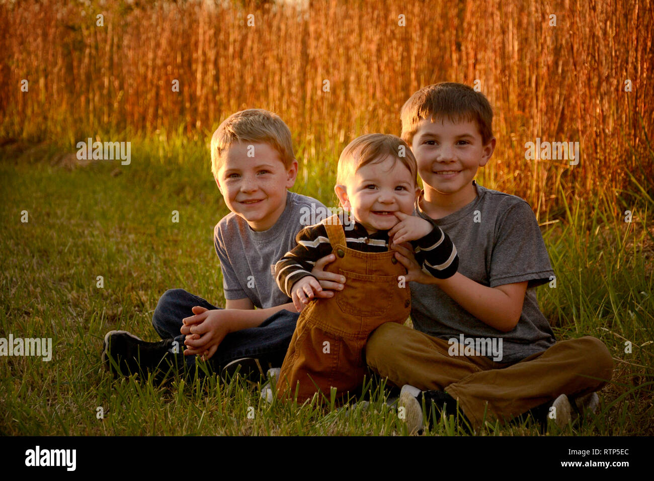 three brothers portrait in the country Stock Photo - Alamy