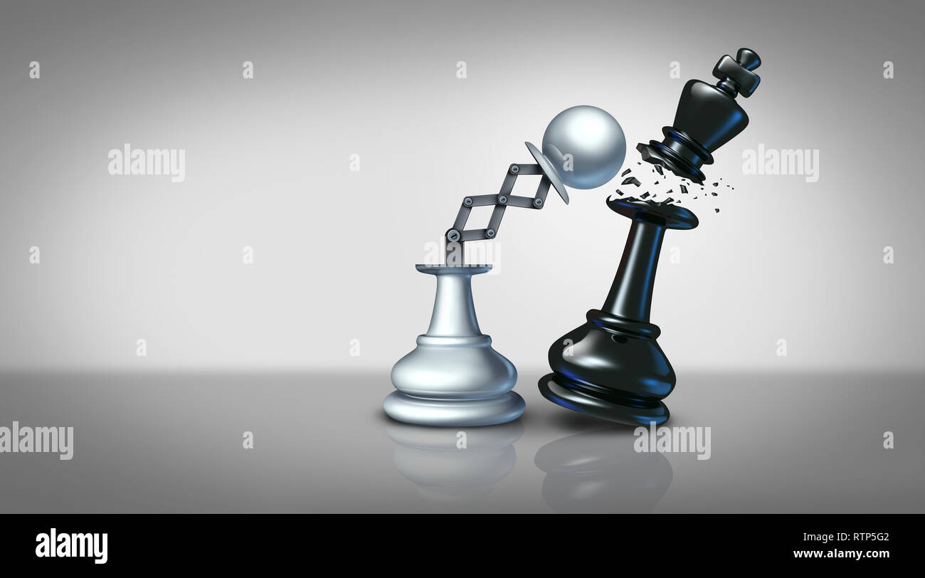 Concept of business strategy as a pawn chess figure destroying and ...