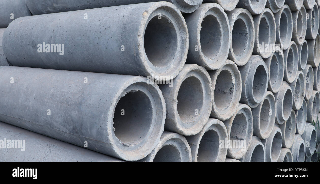 Stacking of reinforced concrete pipes Stock Photo - Alamy