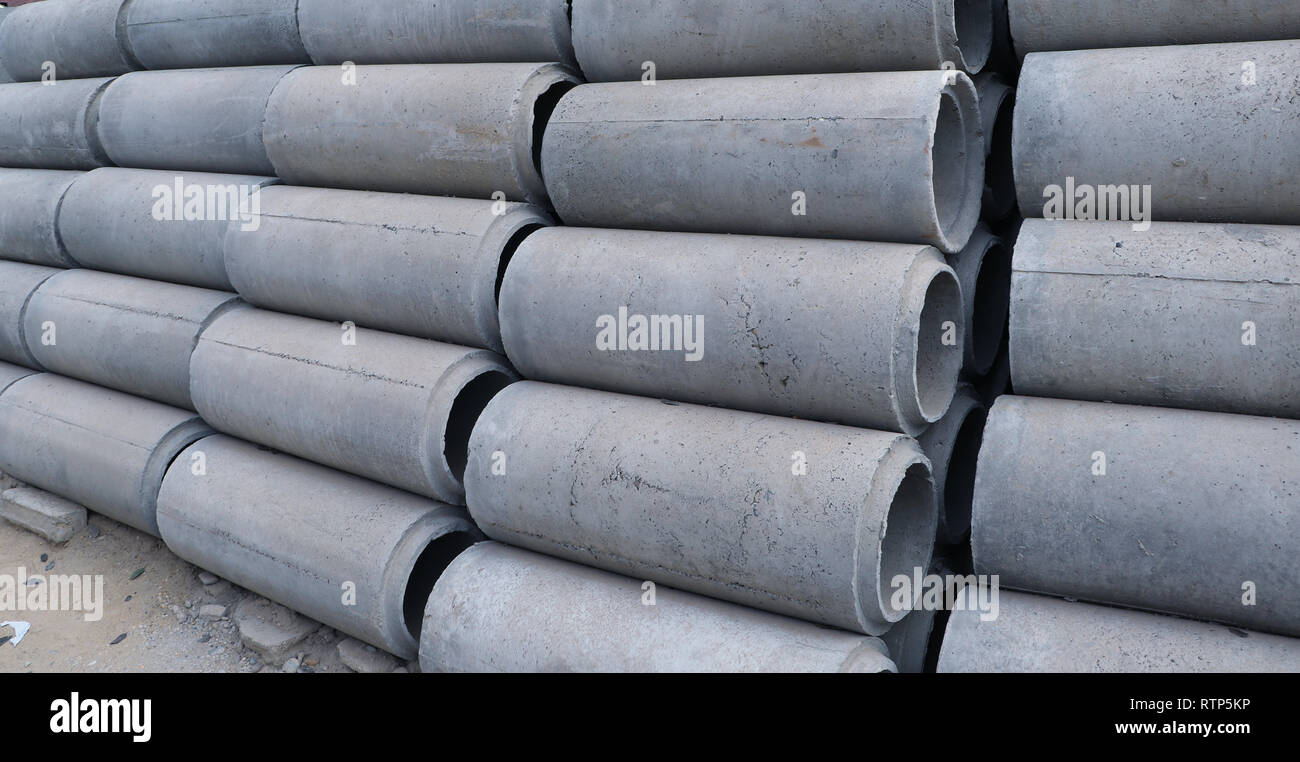 Stacking of reinforced concrete pipes Stock Photo - Alamy
