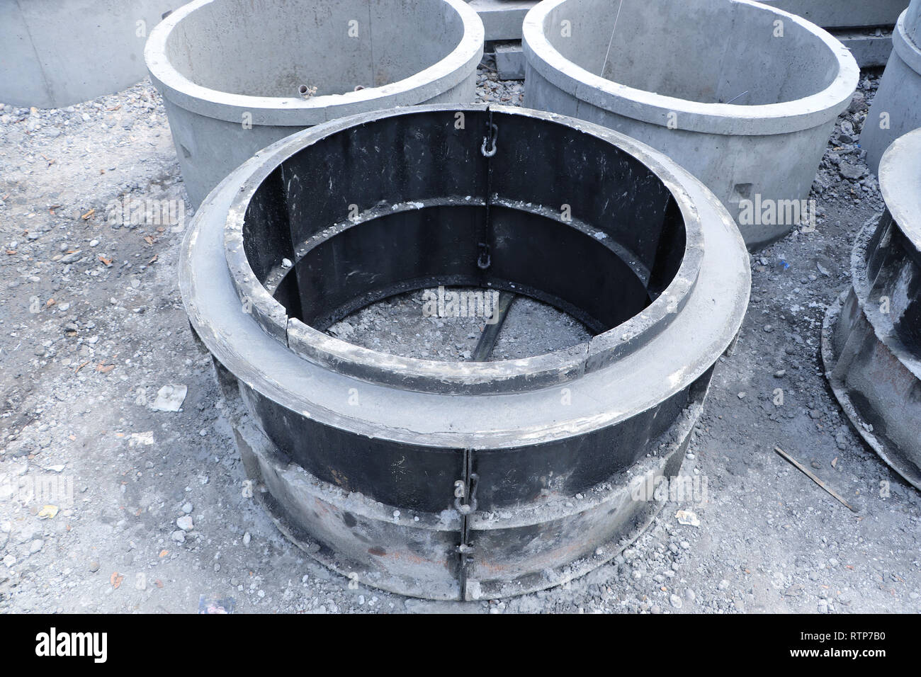 Stacking of reinforced concrete pipes Stock Photo - Alamy