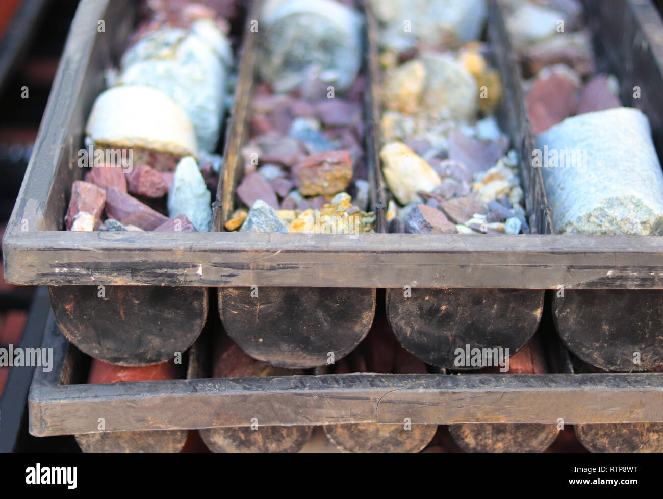 Stacking of old ore samples in the sample tube Stock Photo - Alamy