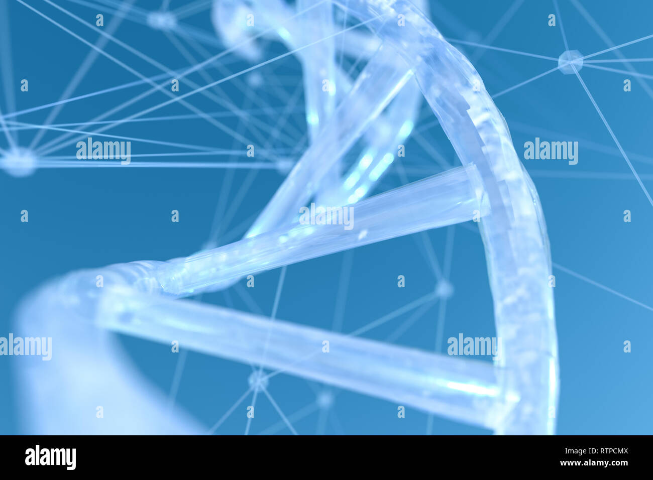 3d rendering, DNA with blue background Stock Photo - Alamy