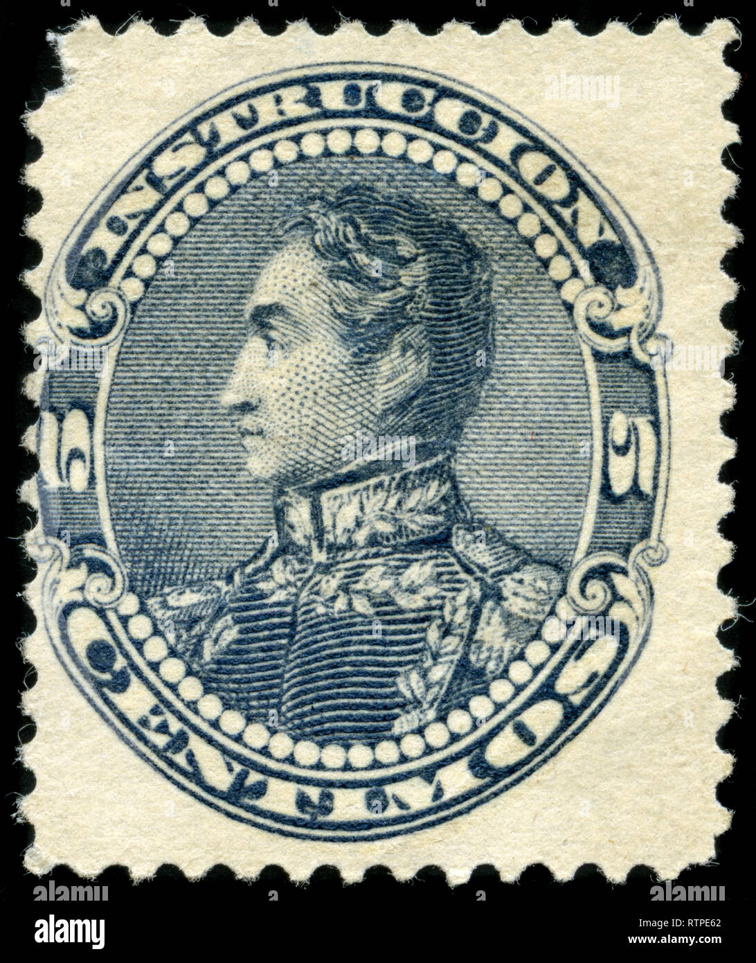 Postage stamp from Venezuela in the Instruccion series issued in 1893 ...