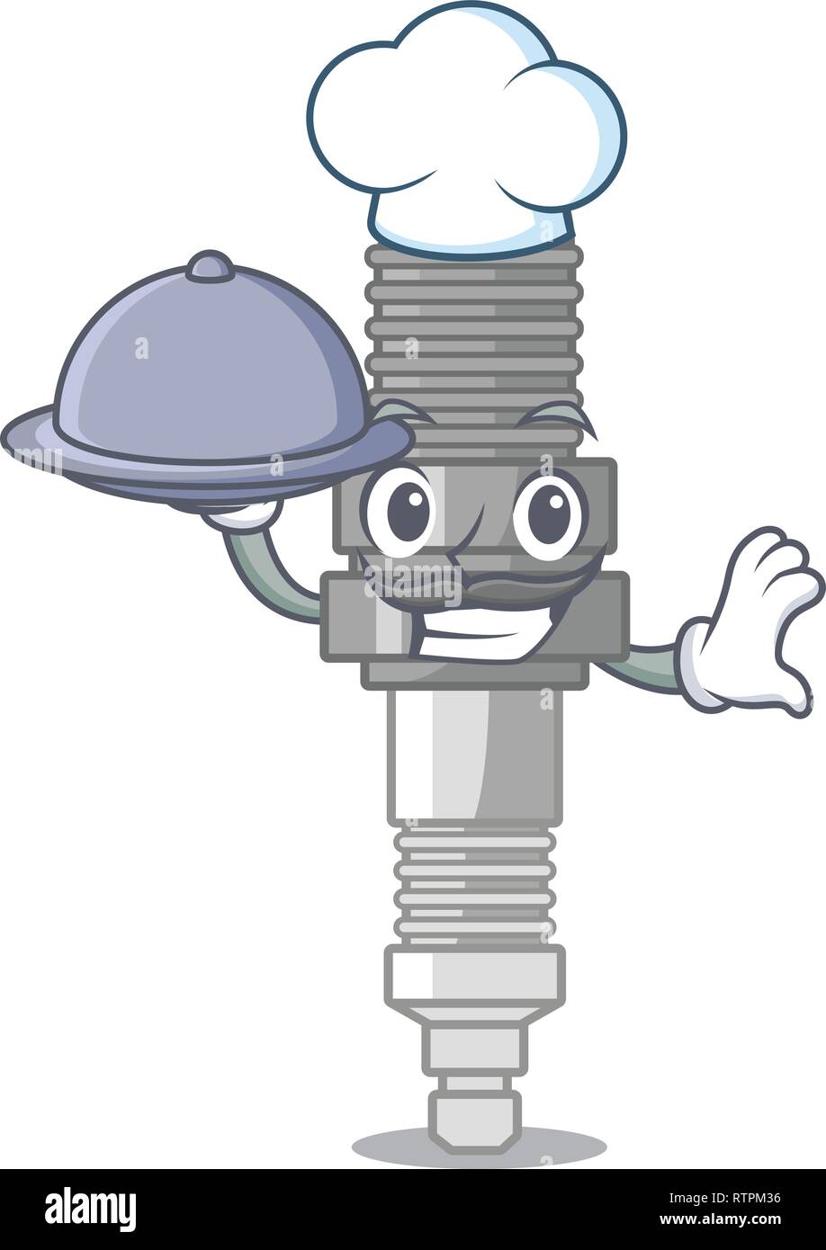 Chef with food spark plug isolated with the mascot Stock Vector Image ...