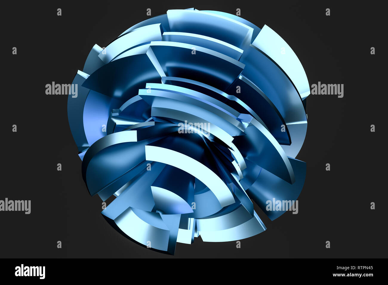 3d rendering, blue metalic surface and graphic design background Stock ...