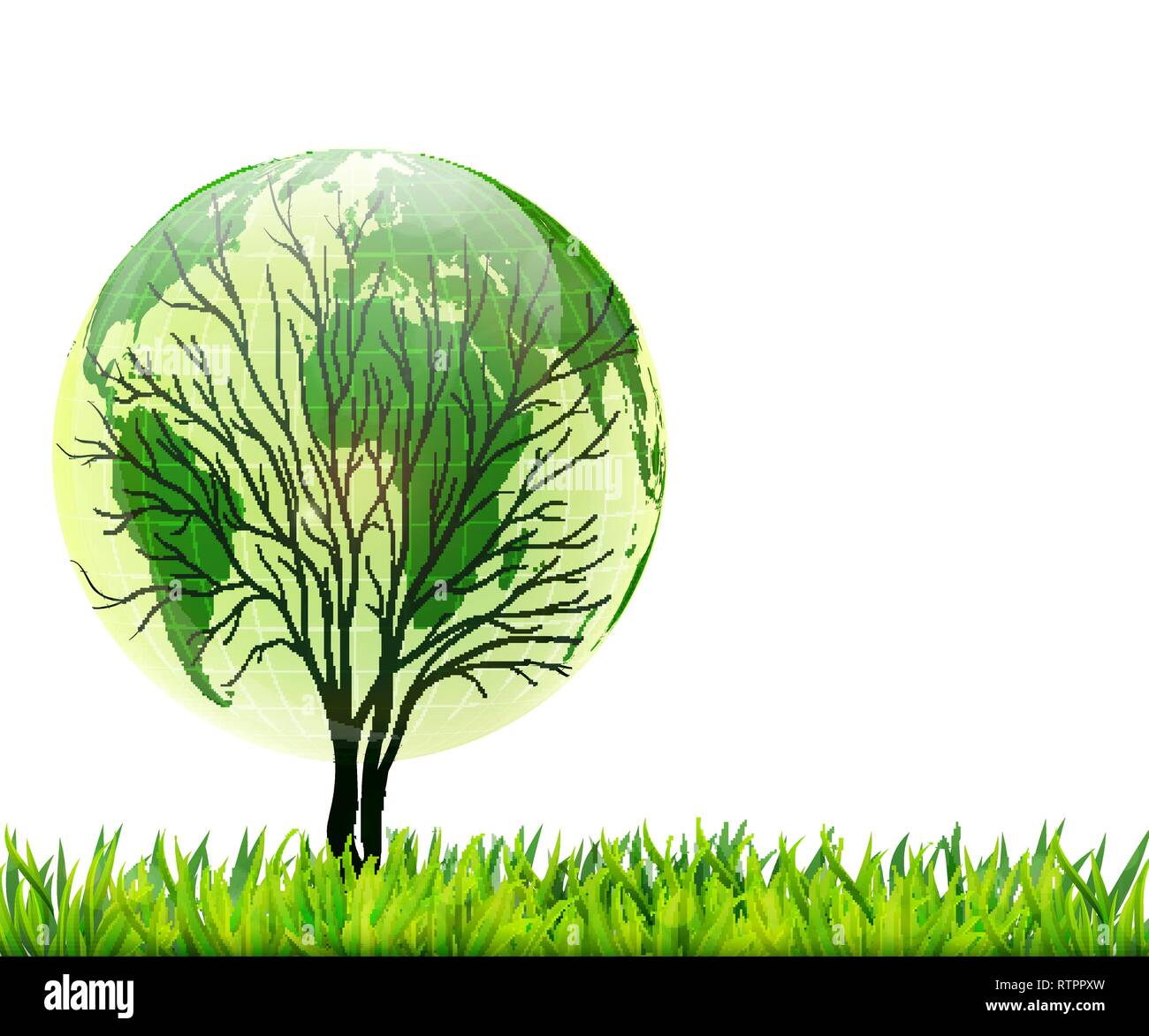 Tree shaped like the World map isolated on with background vector Stock ...