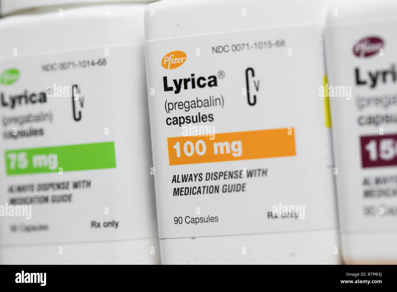 Bottles of Lyrica (Pregabalin) prescription pharmaceuticals ...