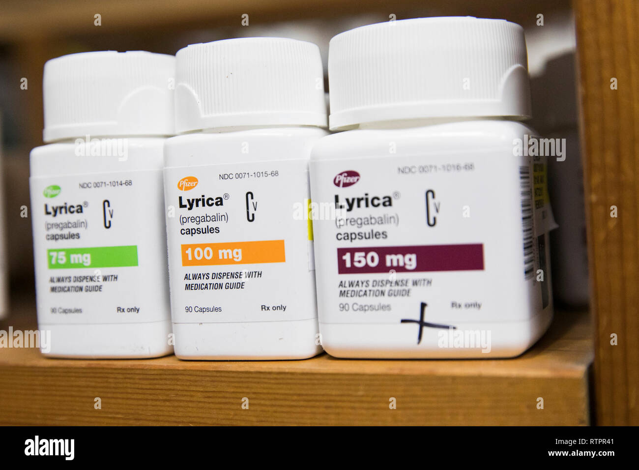 Bottles of Lyrica (Pregabalin) prescription pharmaceuticals ...