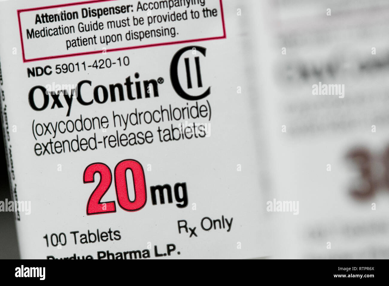 Bottles of OxyContin (Oxycodone) prescription pharmaceuticals ...