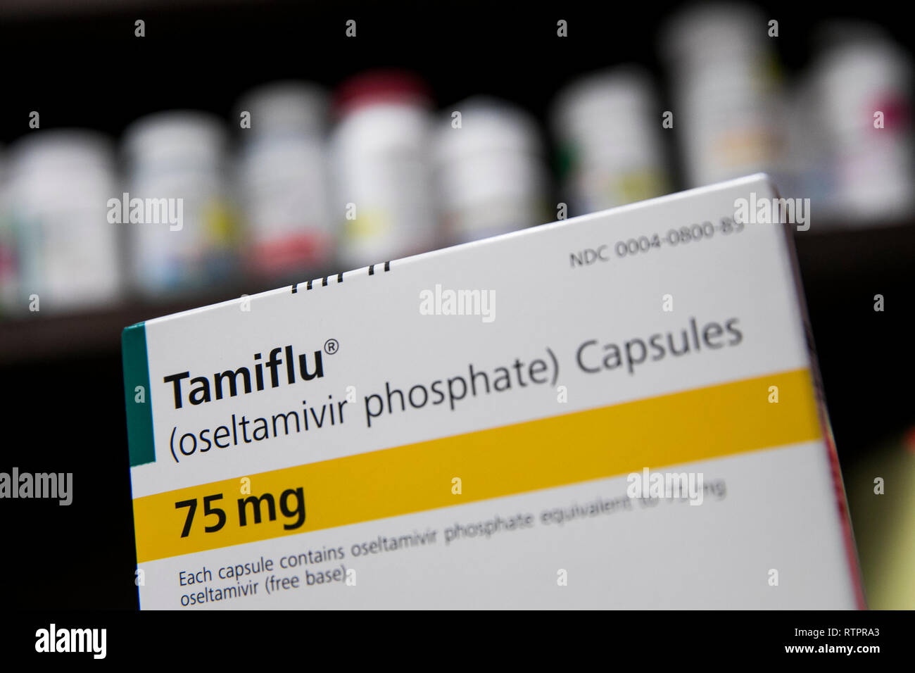 A package of Tamiflu (Oseltamivir) prescription pharmaceuticals ...