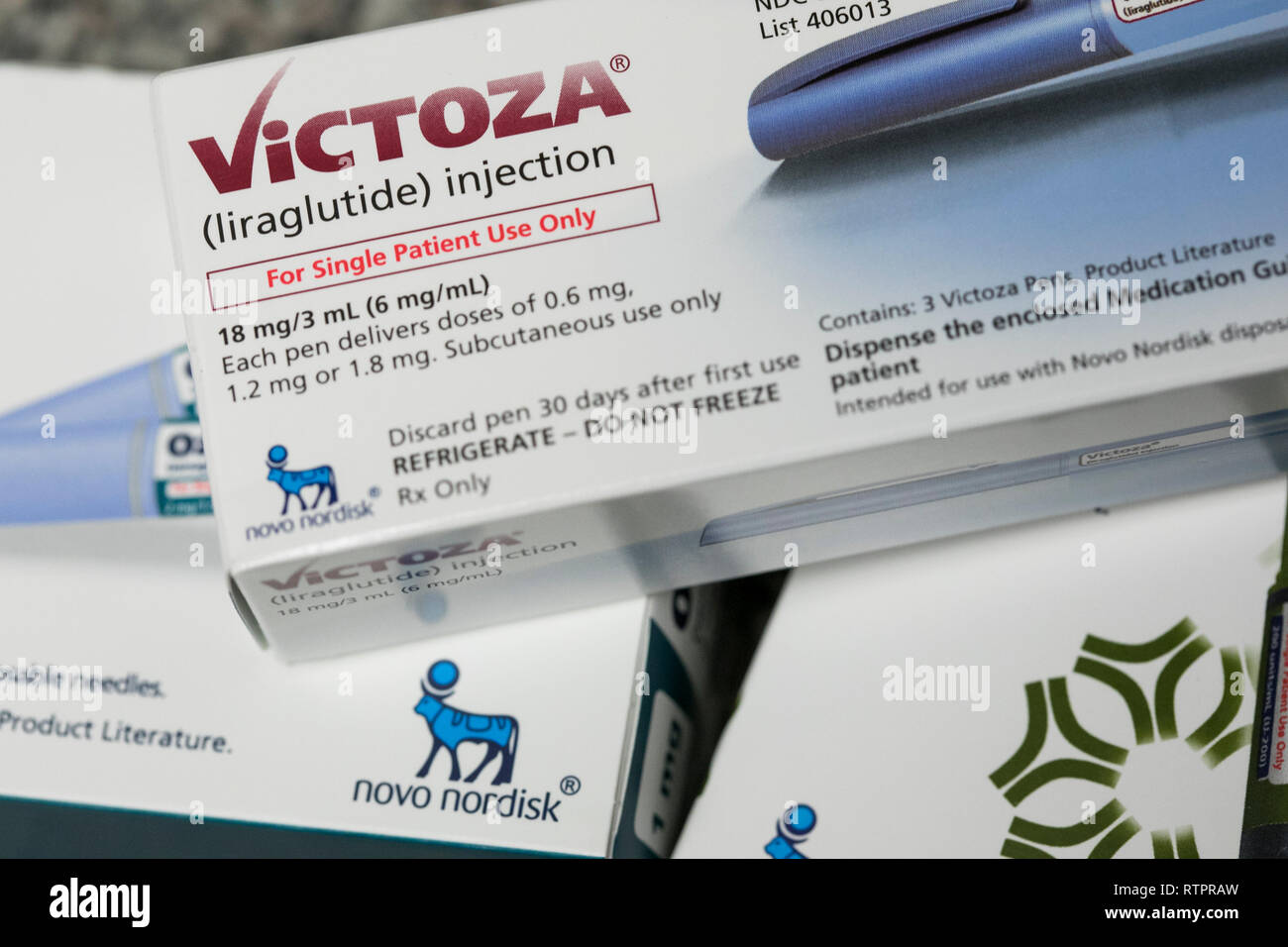 A package of Victoza (Liraglutide) injectors, manufactured by Novo ...