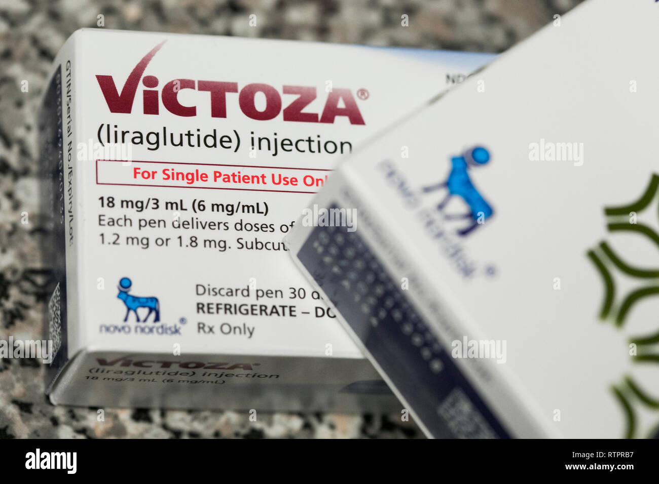 A package of Victoza (Liraglutide) injectors, manufactured by Novo ...