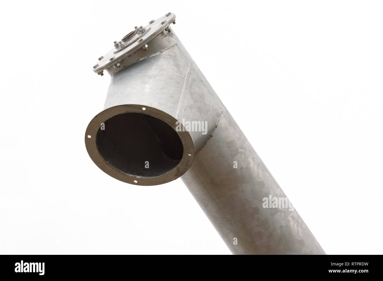 Big stainless pipe as part of silo for storage grain after harvest ...