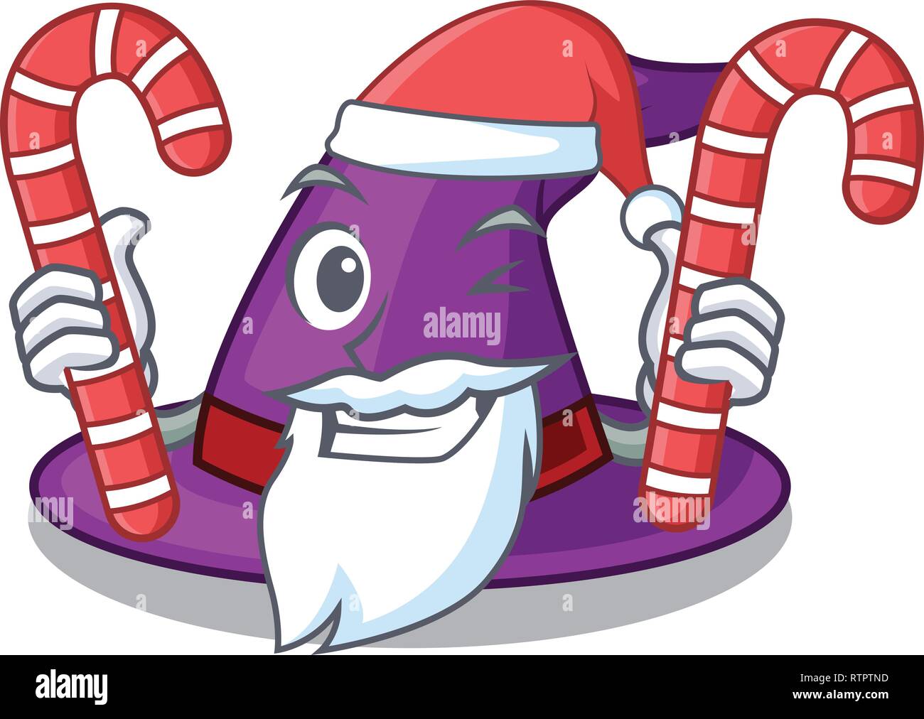 Santa with candy witch hats in shape beautiful cartoons Stock Vector ...