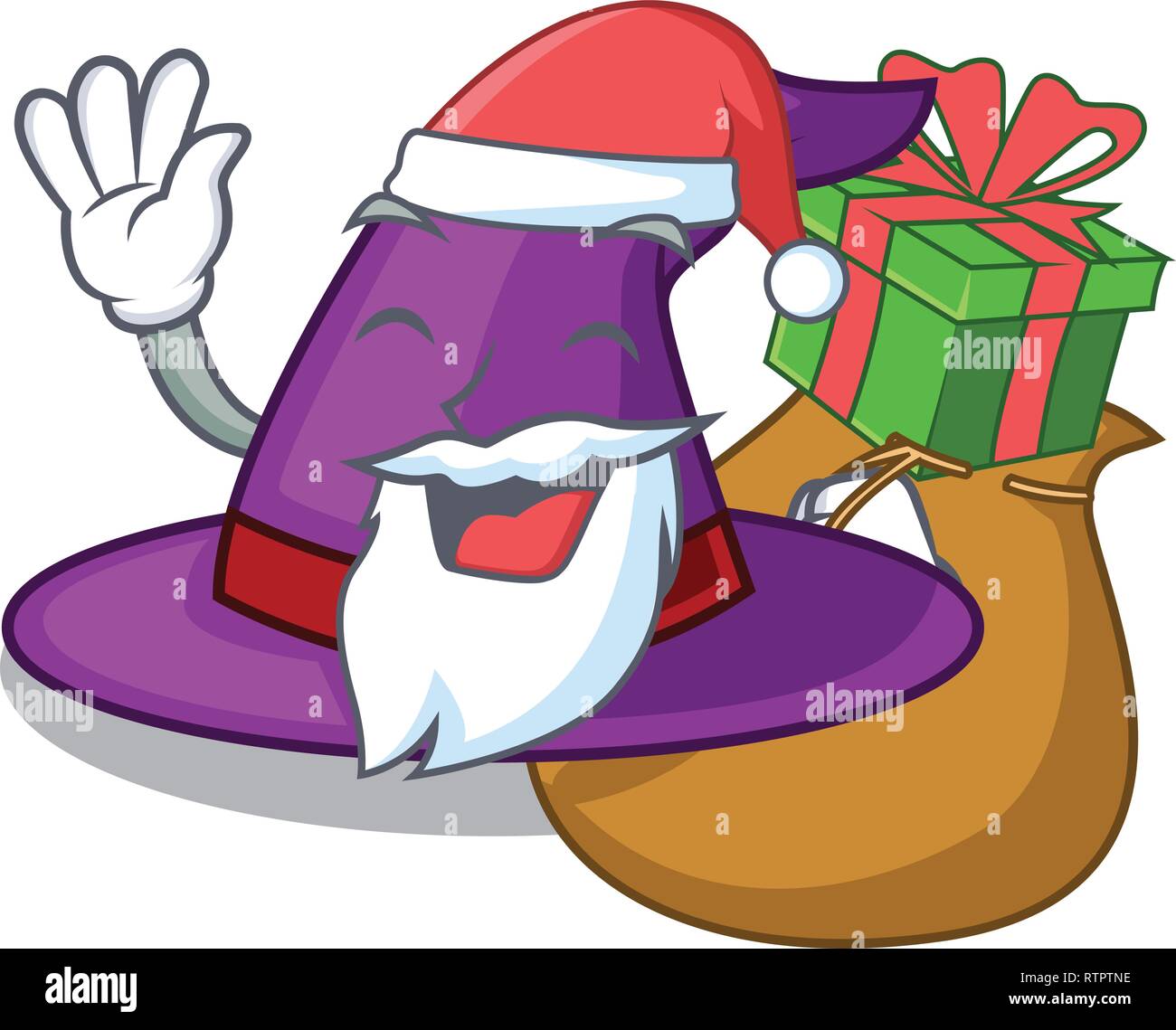 Santa with gift witch hats in shape beautiful cartoons Stock Vector ...