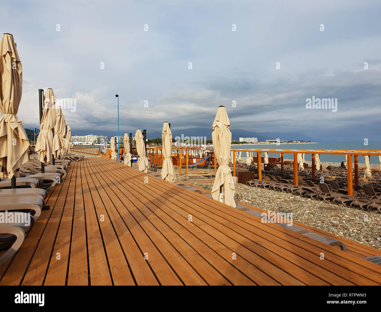 Beautiful beach on the Black Sea coast in Adler, Russia Stock Photo - Alamy