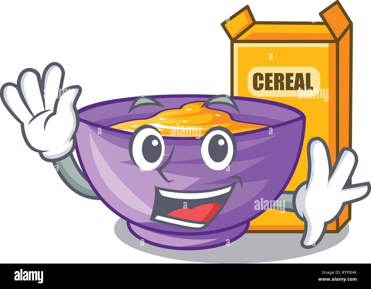 Waving Cereal Box In The Character Fridge Stock Vector Image And Art Alamy