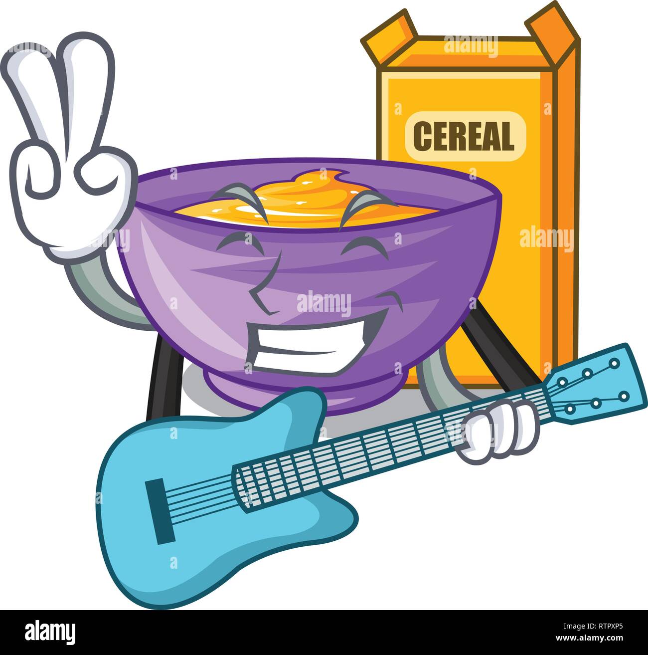 With guitar cereal box in the shape mascot Stock Vector Image & Art - Alamy