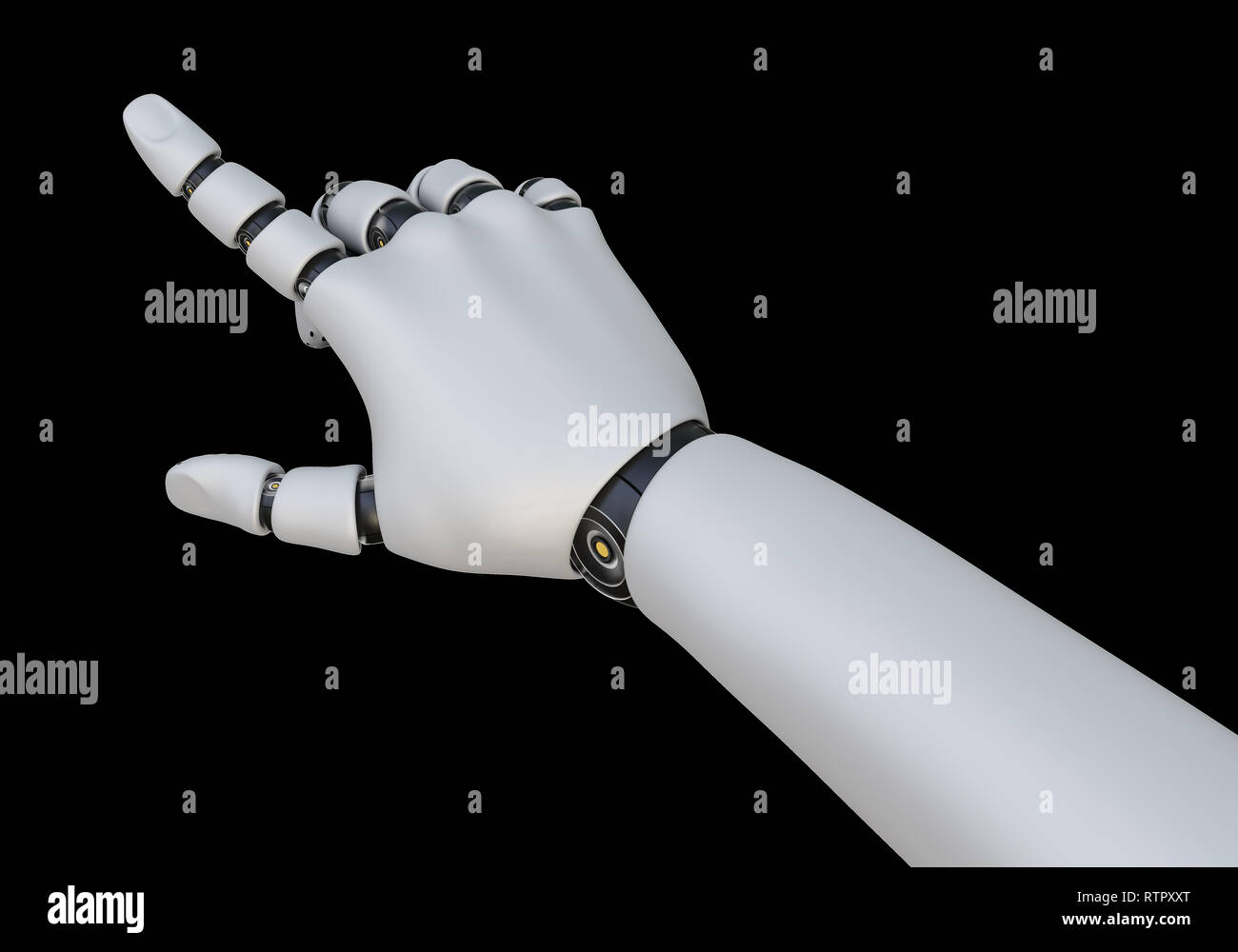 Robot hand pointing index finger, isolated Stock Photo - Alamy
