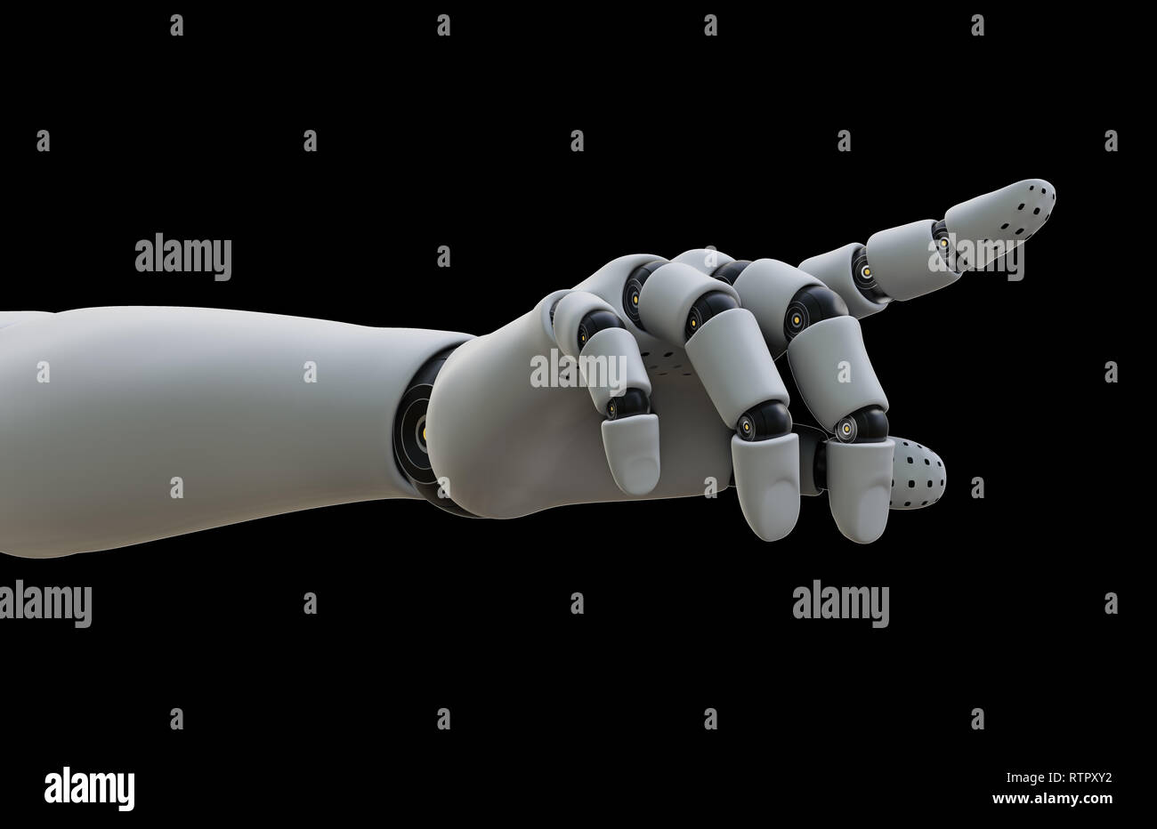 Robot hand pointing index finger, isolated Stock Photo - Alamy