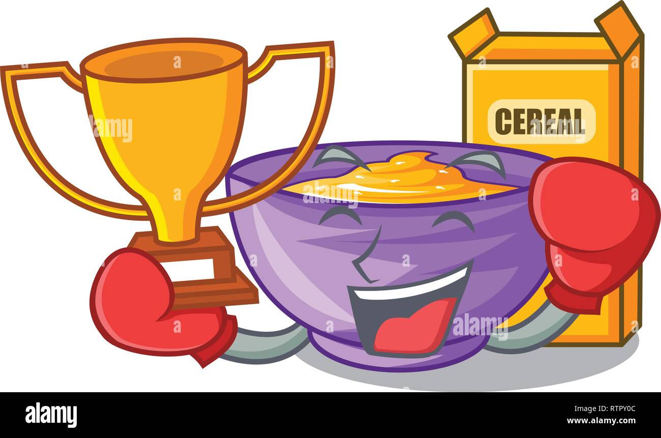 Boxing Winner Cereal Box Isolated With The Cartoons Stock Vector Image