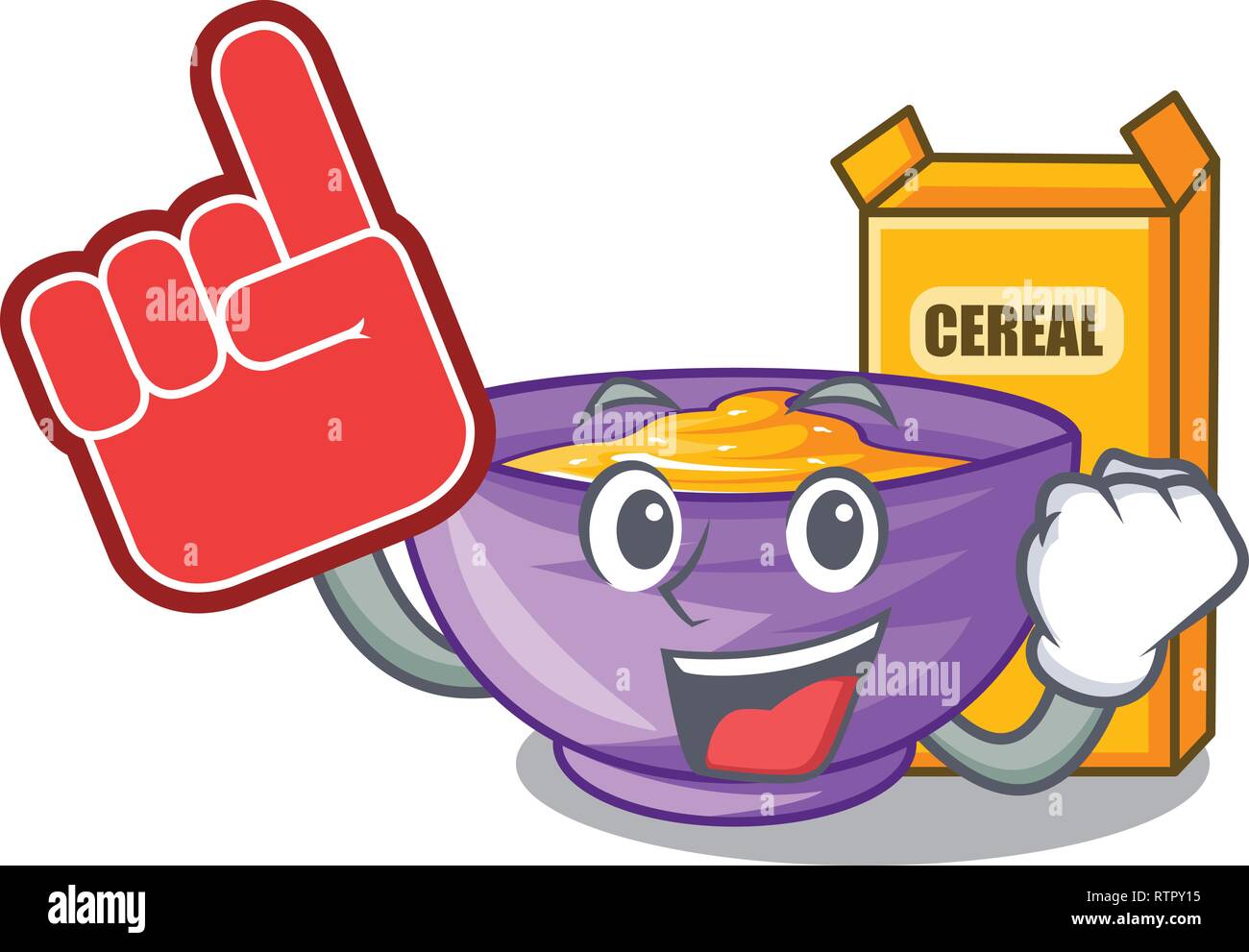 Foam Finger Cereal Box Isolated With The Cartoons Stock Vector Image