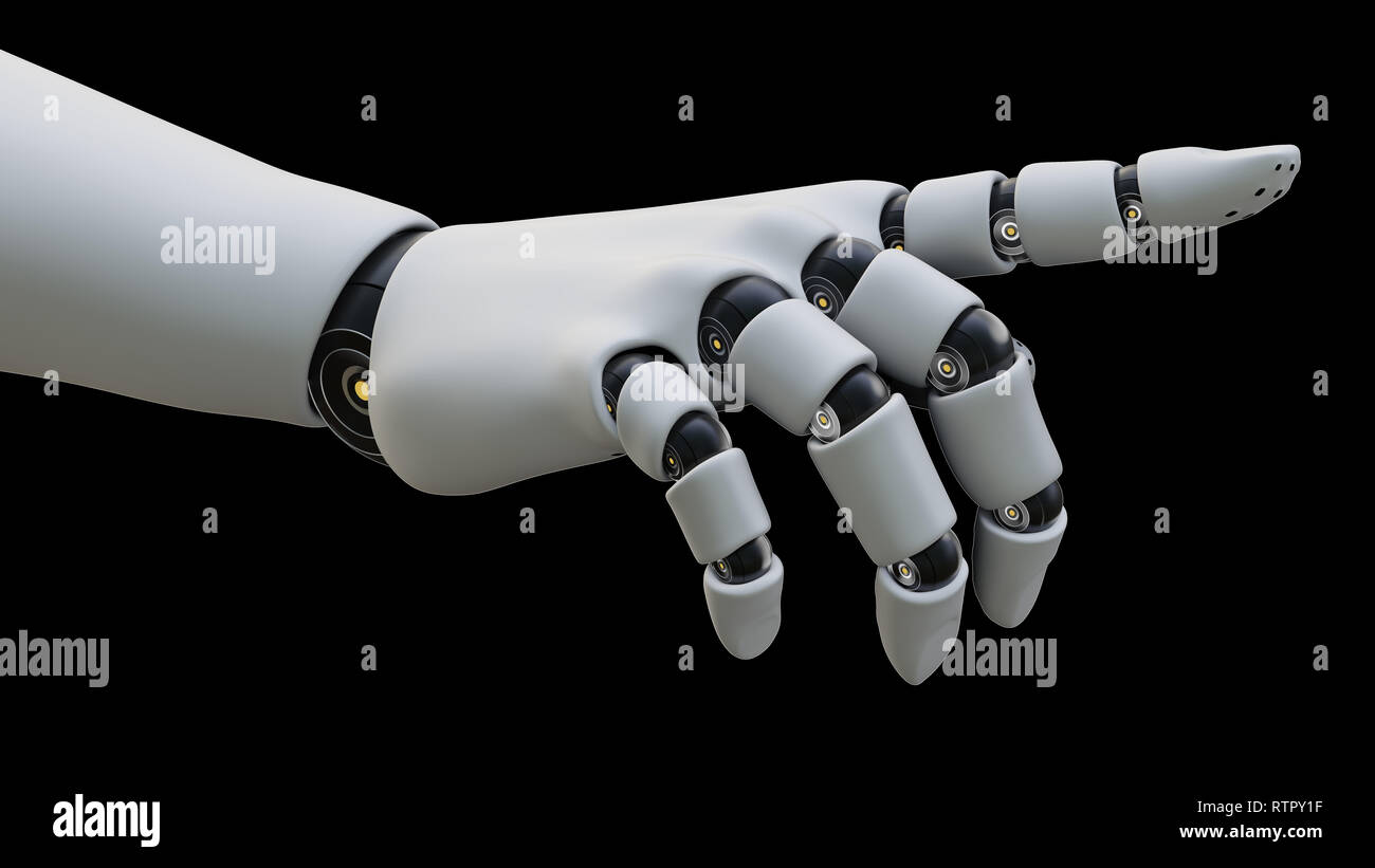 Robot hand pointing index finger, isolated Stock Photo - Alamy