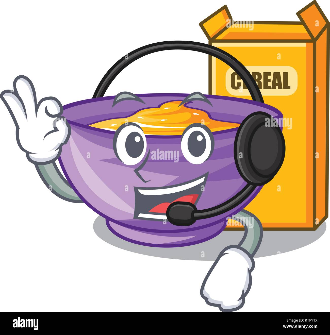 With Headphone Cereal Box Isolated With The Cartoons Stock Vector Image