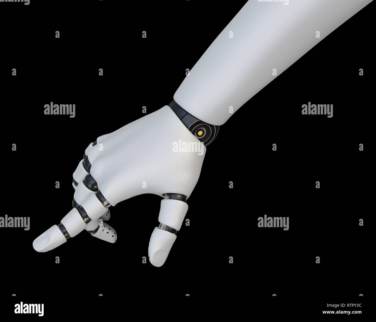 Robot hand pointing index finger, isolated Stock Photo - Alamy