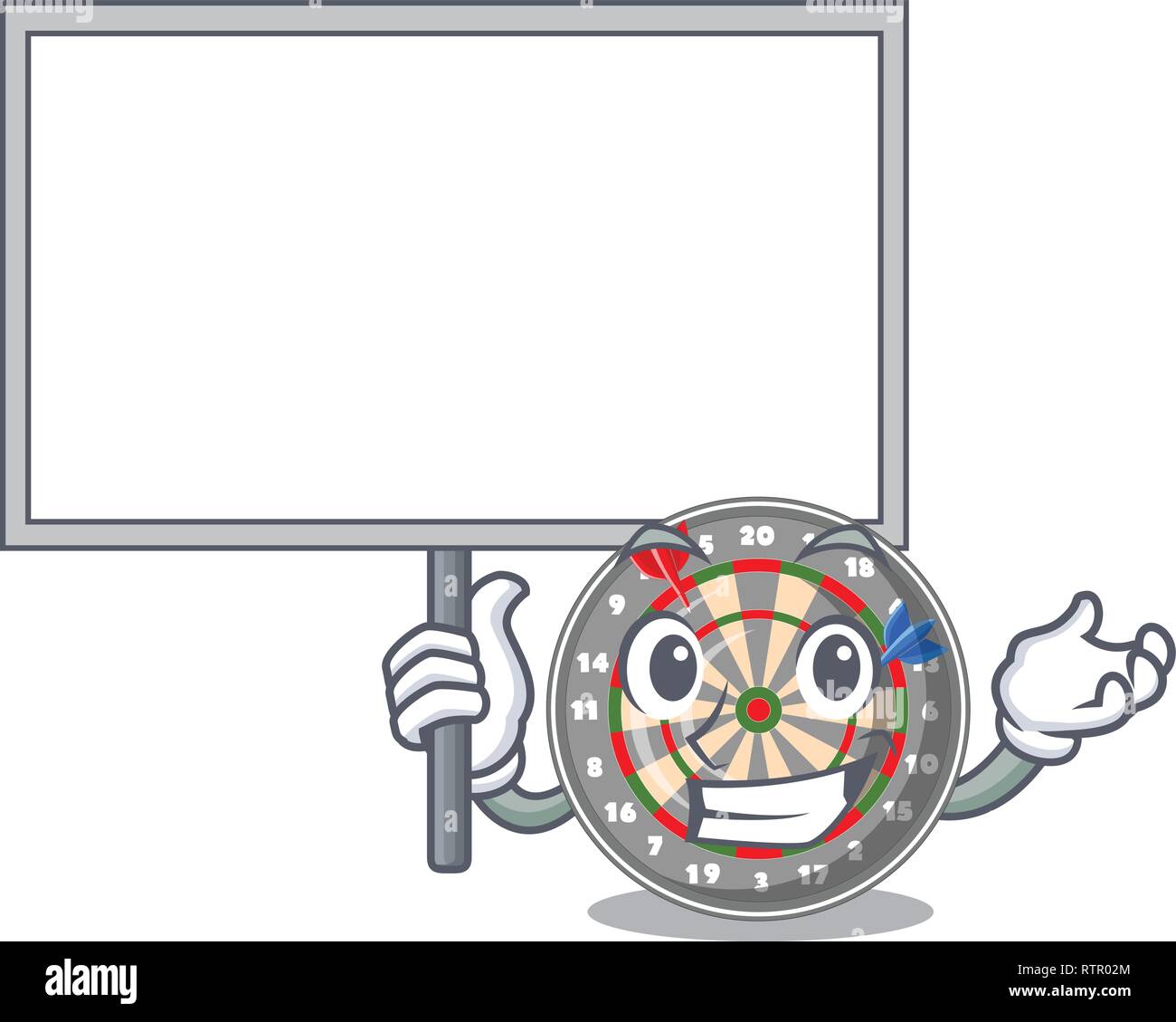 Bring board dartboard stuck to the cartoon wall Stock Vector Image ...