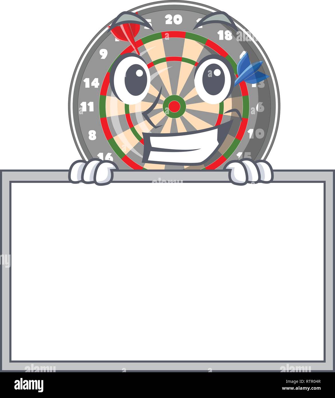 Grinning with board dartboard stuck to the cartoon wall Stock Vector ...