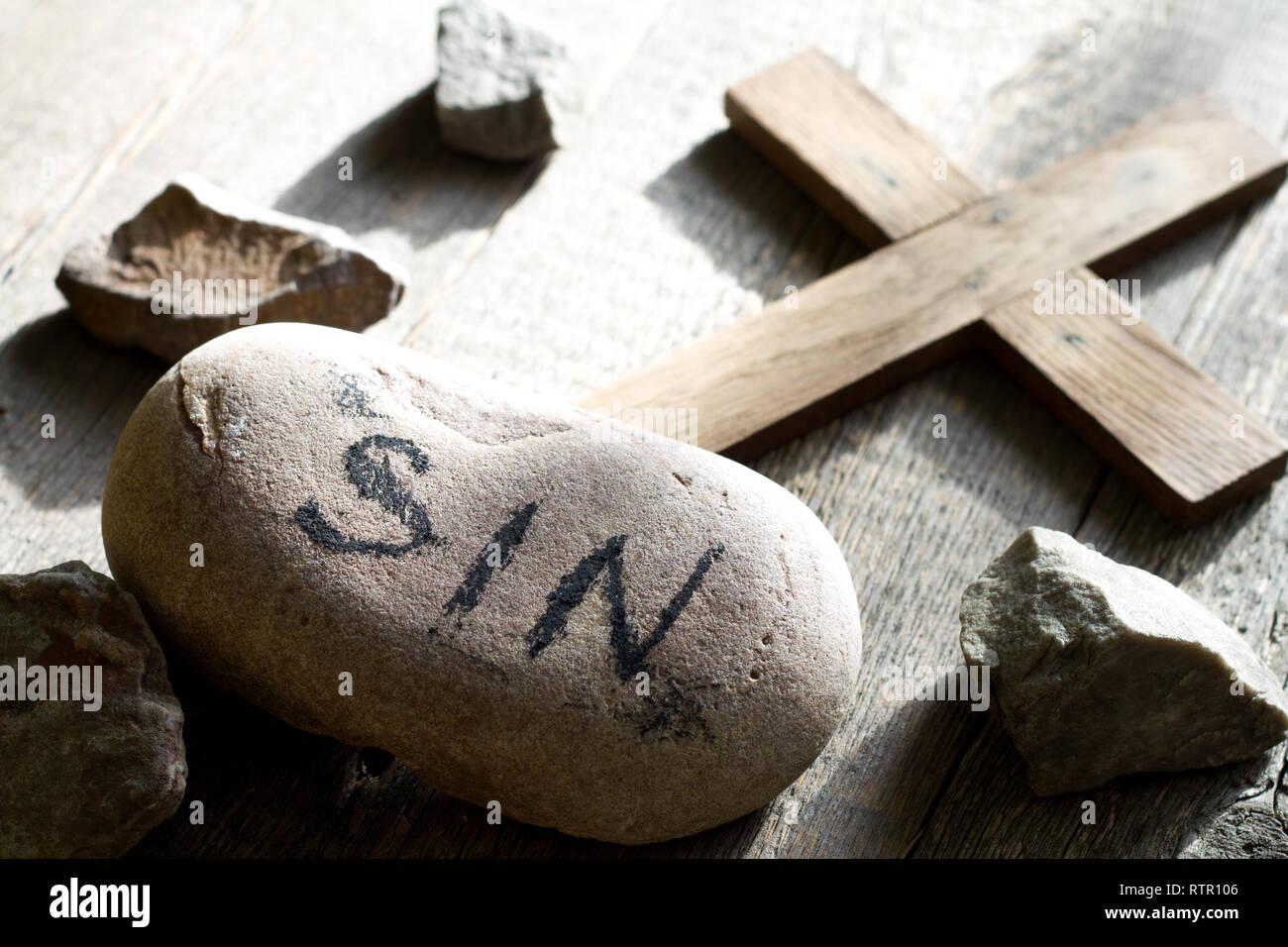Cross sins and stones abstract easter confession religion background ...