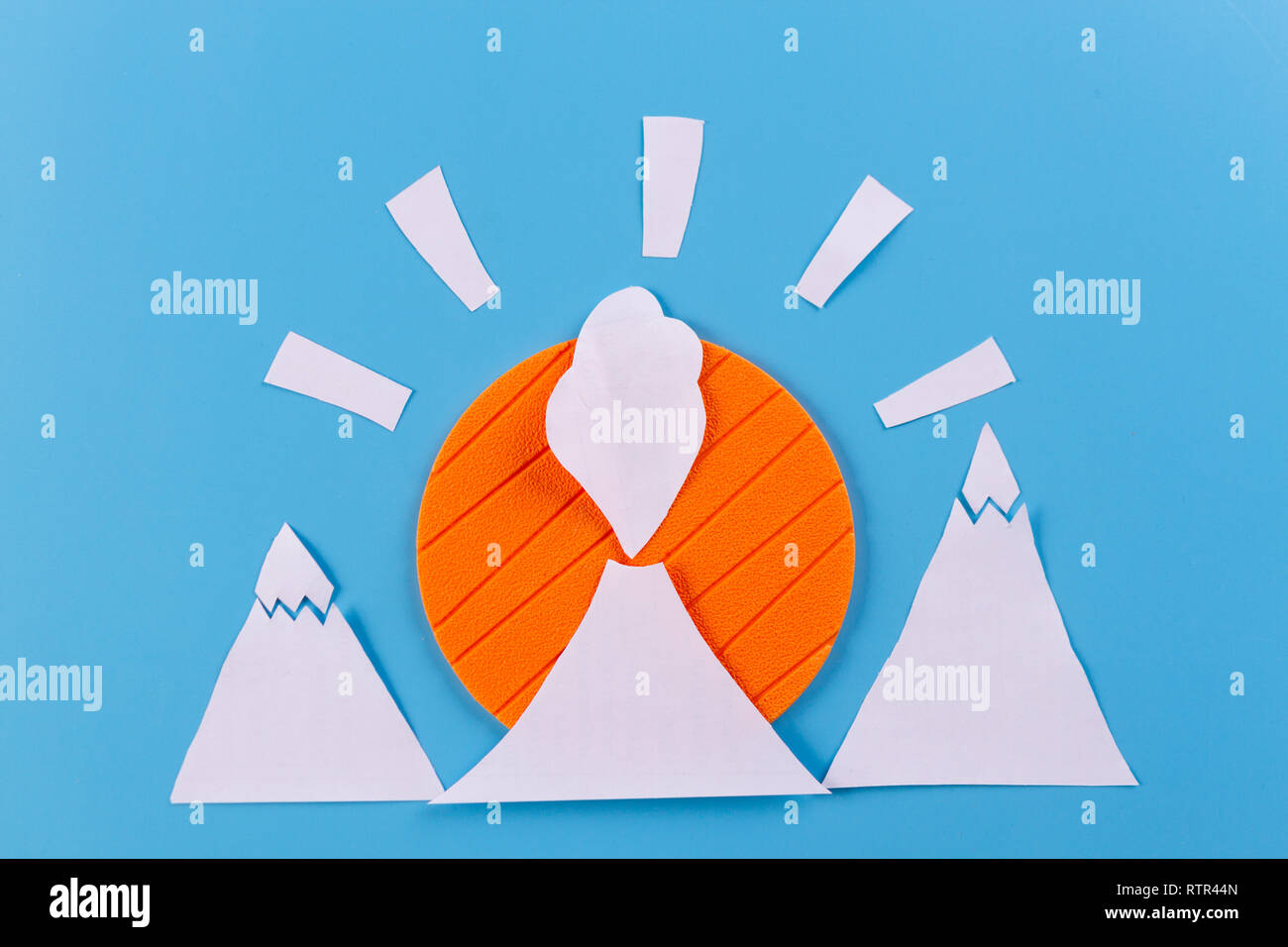 Lava going down the Volcano. paper cut Stock Photo - Alamy