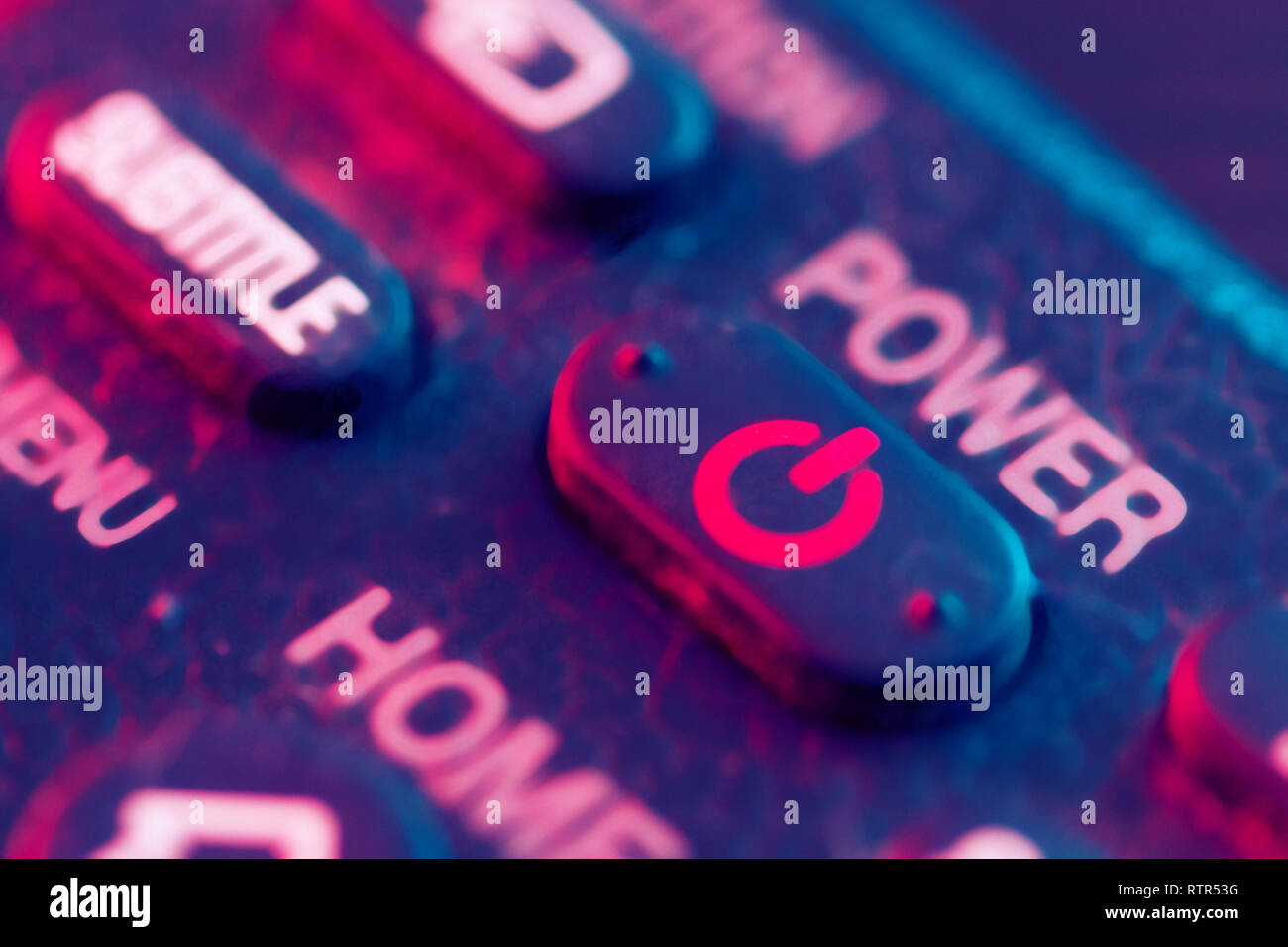 remote red button to turn on. close up Stock Photo - Alamy