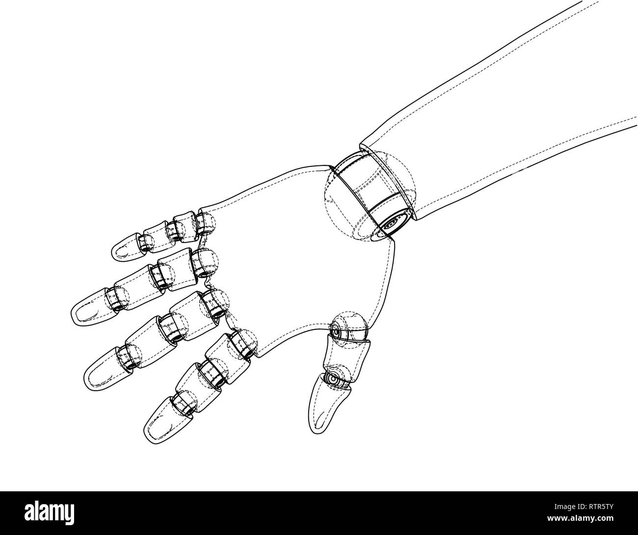 Robot hand outline. Vector rendering of 3d Stock Vector Image & Art - Alamy