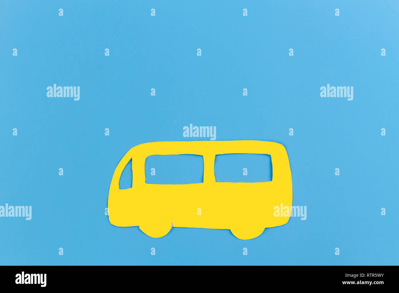school bus on blue background. paper cut Stock Photo - Alamy