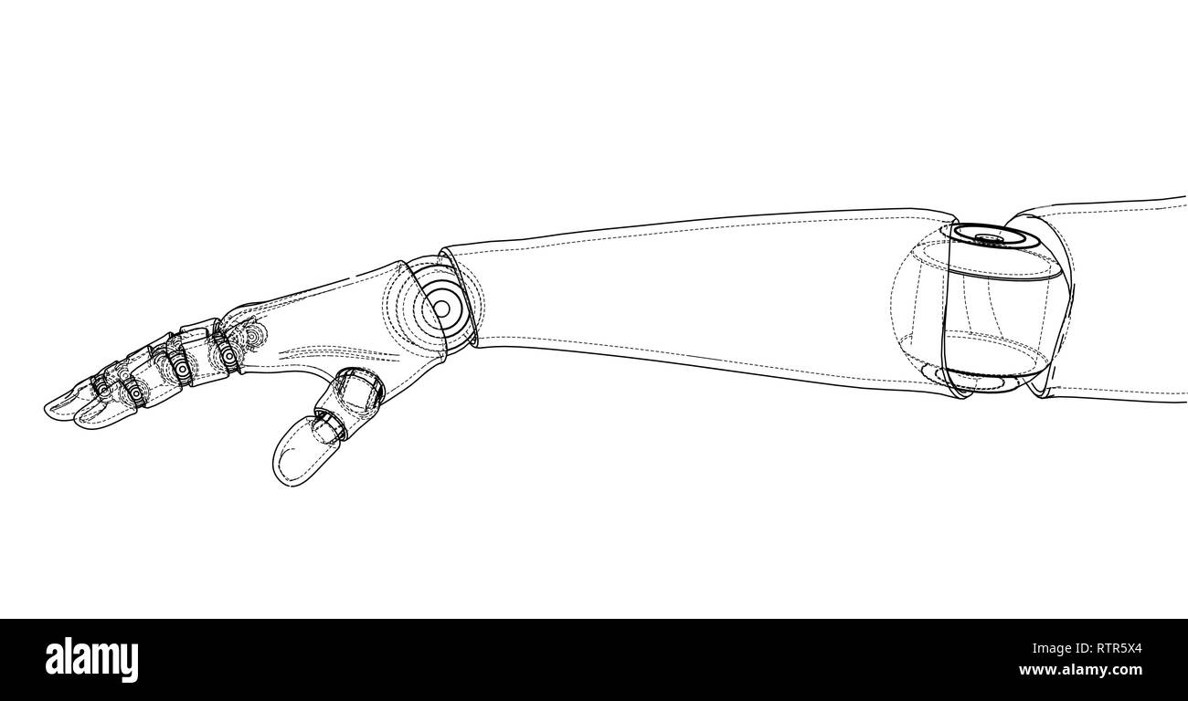 Robot hand outline. Vector rendering of 3d Stock Vector Image & Art - Alamy